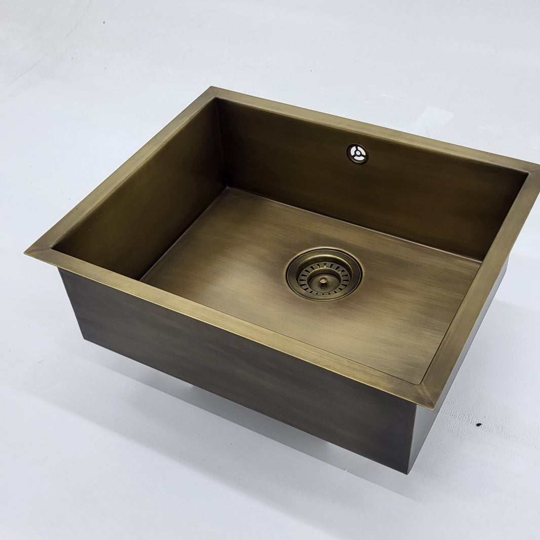 Patinated Brass kitchen sink 500mm matching Quooker real brass | Olif ...