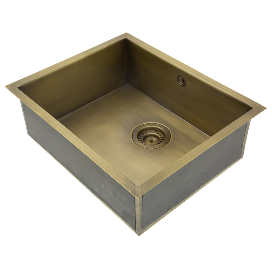 Patinated Brass kitchen sink 500mm matching Quooker real brass | Olif ...
