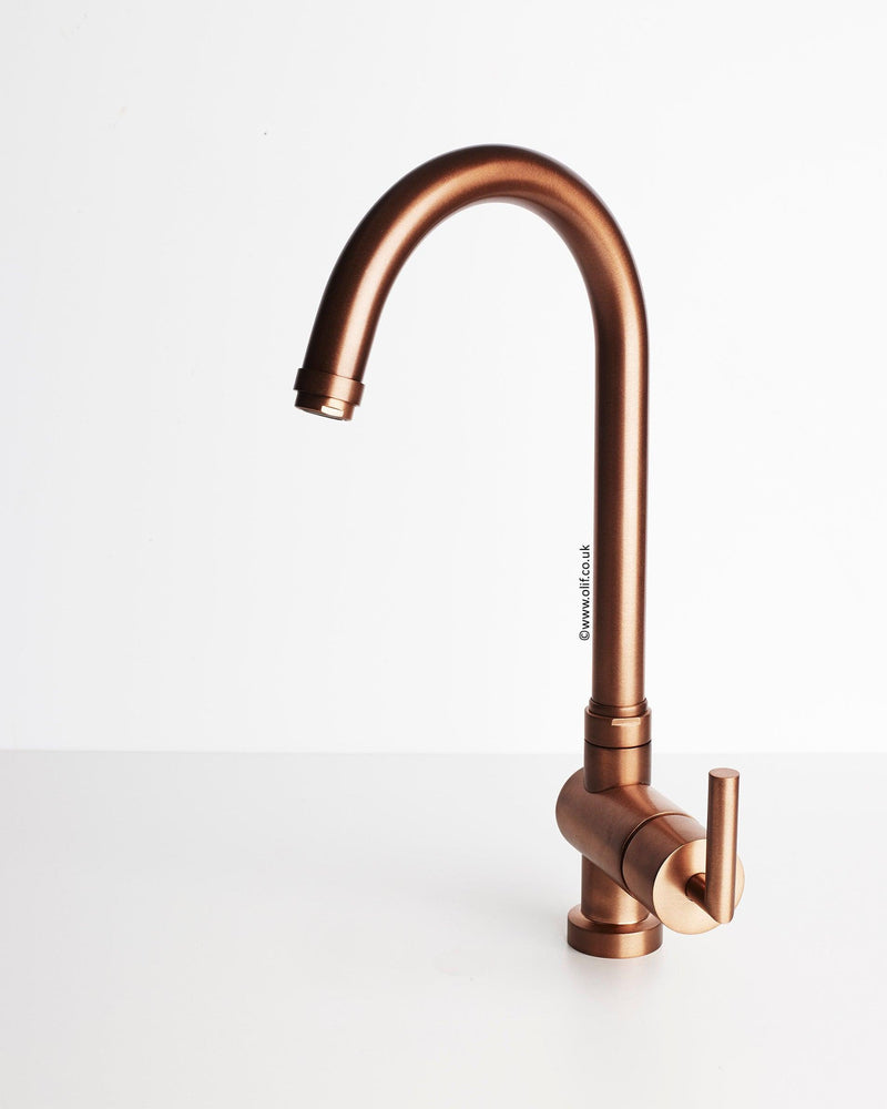 Alto Rustic brushed Copper, kitchen mixer tap, WRAS certified | Olif