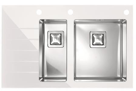 Alveus Crystalix 20, inset sink, glass/ stainless steel – Olif