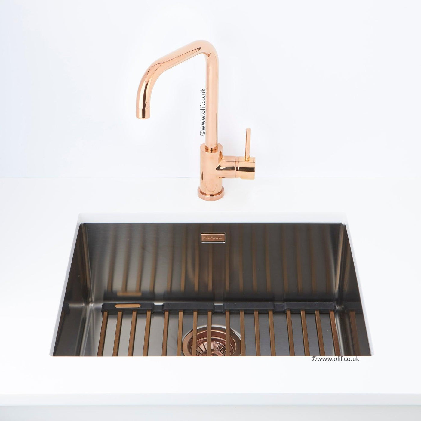 Kitchen sink, brass / copper waste | Alveus Quadrix 50 Anthracite – Olif