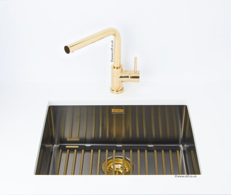 Kitchen sink, brass / copper waste | Alveus Quadrix 50 Anthracite – Olif