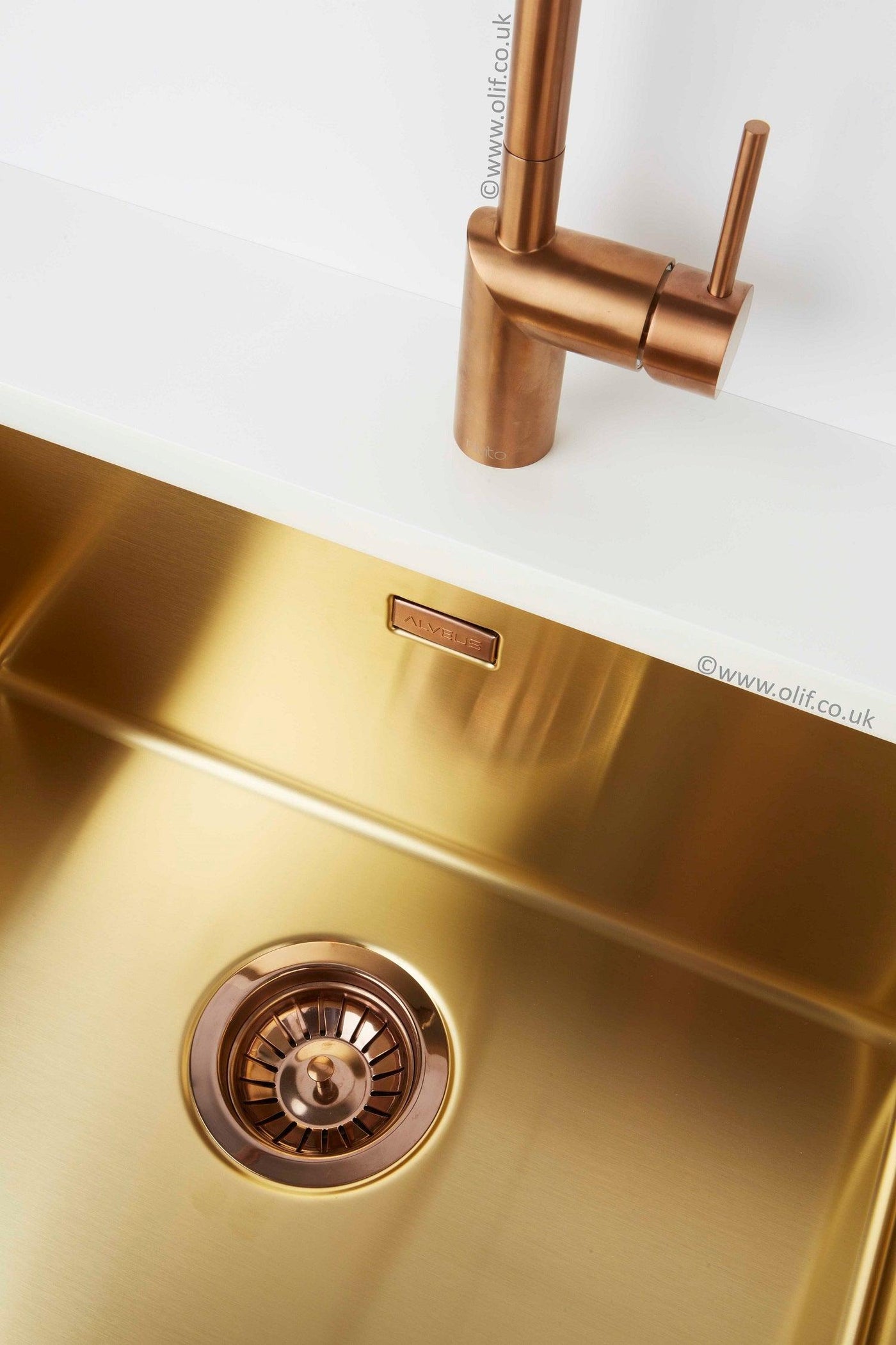 Gold / Brass stainless steel sink flush-mount | Alveus Monarch Quadrix ...
