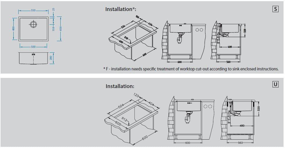 Gold / Brass stainless steel sink flush-mount | Alveus Monarch Quadrix ...