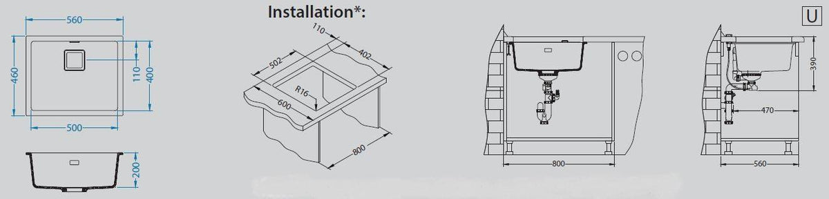 Granite Composite kitchen sink, copper/brass waste | Alveus Quadrix 50 ...