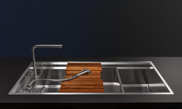 Extra large kitchen sink, 1m wide workstation | Artinox Layer 104 BRL Olif