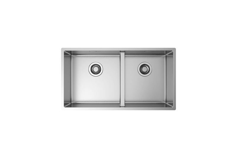 Large double kitchen sink with low level partition, | Artinox Mose SB81 ...