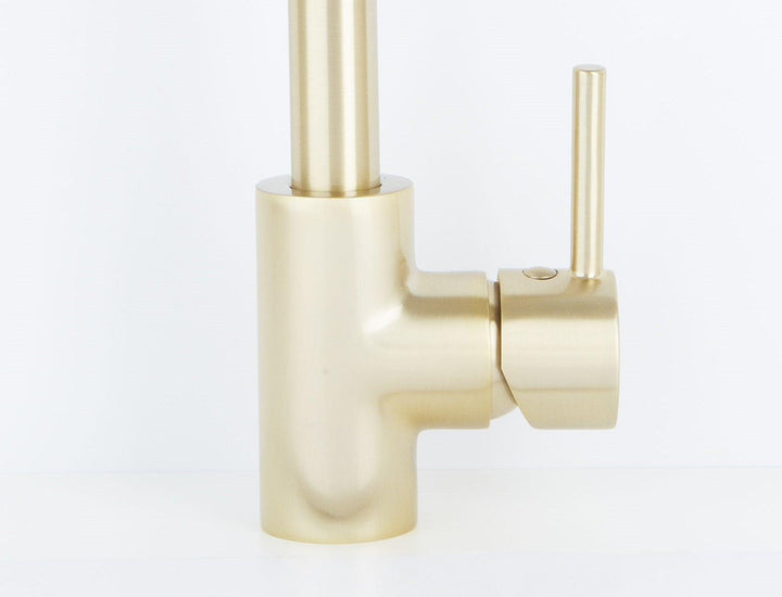 Champagne Gold Kitchen Mixer Tap | Cascata Nova Pale Brass by Olif