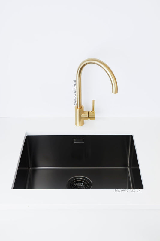 Champagne Gold Kitchen Mixer Tap | Cascata Nova Pale Brass by Olif