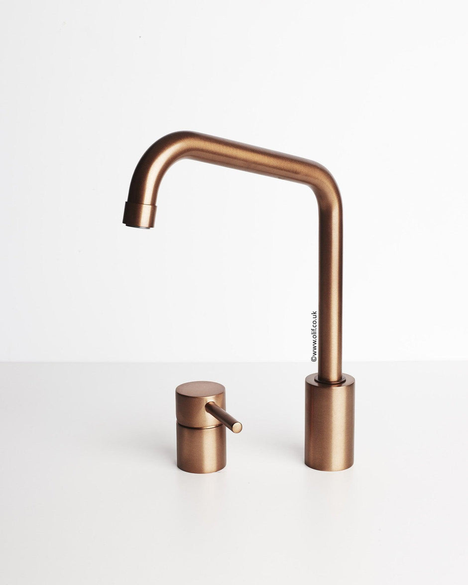 Brushed Copper kitchen mixer tap - Duetto Copper by Olif