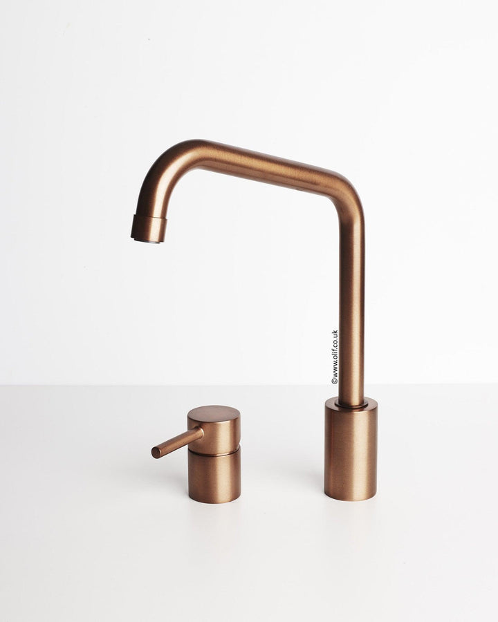 Brushed Copper kitchen mixer tap - Duetto Copper by Olif