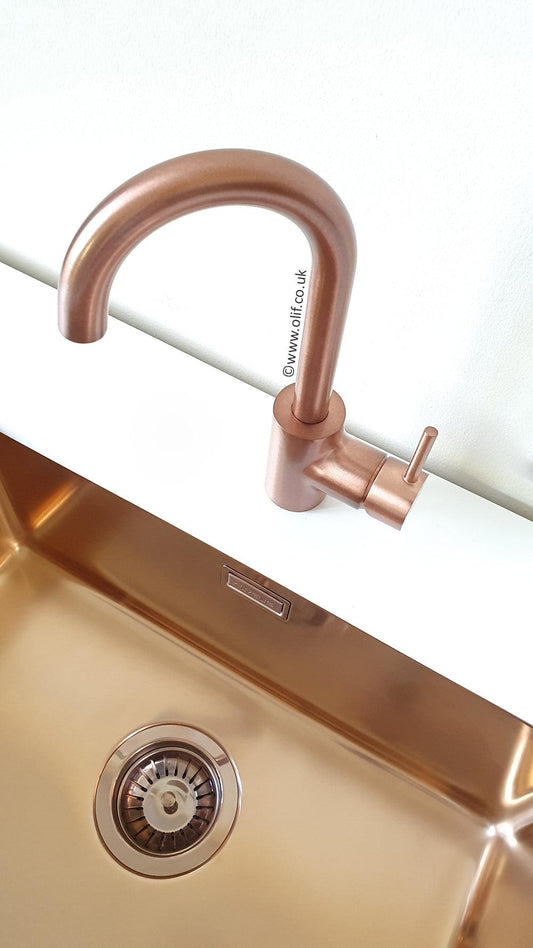 Brushed Copper kitchen mixer tap - Minimo Copper by Olif