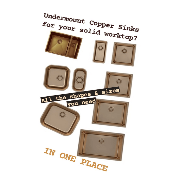 Copper kitchen sink topmount undermount 500mm | Quadron Anthony 60 ...