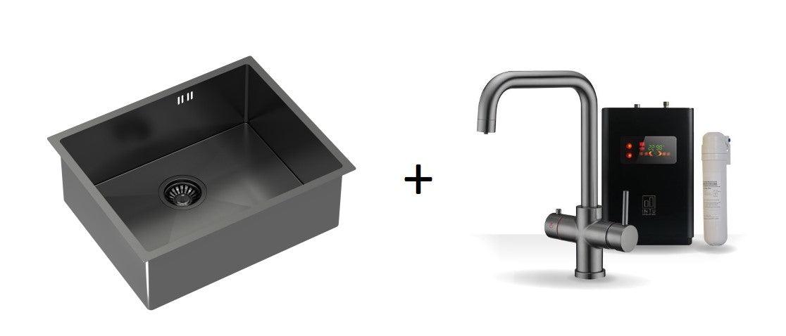Gunmetal anthracite PVD kitchen sink 500 mm, UK | Quadron Anthony ...