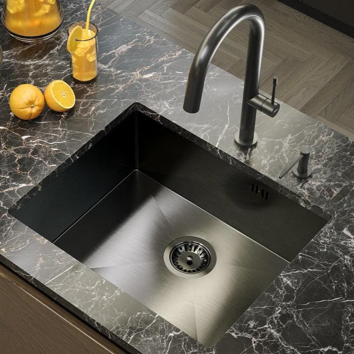 Gunmetal anthracite PVD kitchen sink 500 mm, UK | Quadron Anthony ...