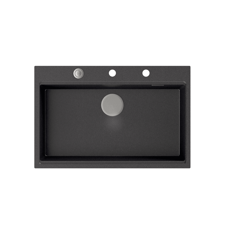 Kitchen sink workstation, black granite, draining mat, colander ...