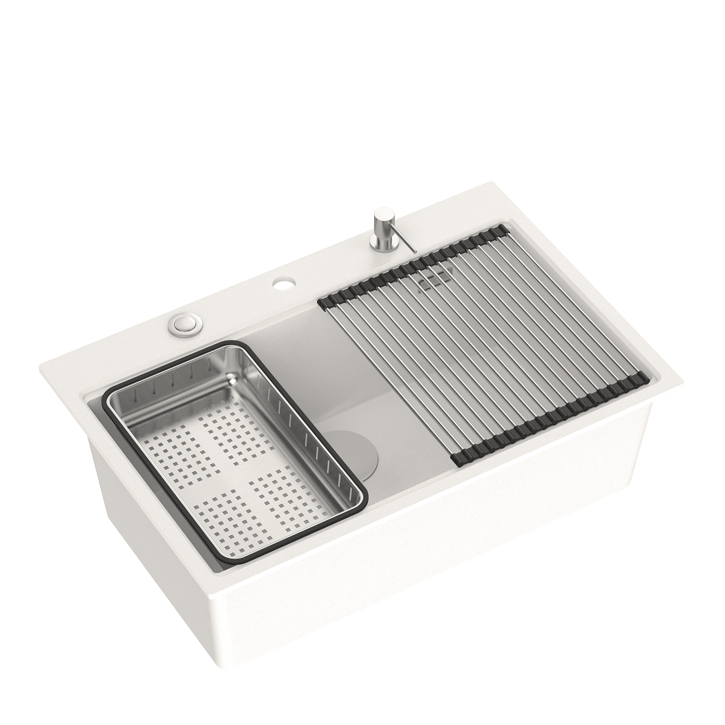 Kitchen sink workstation white granite includes accessories | Quadron ...