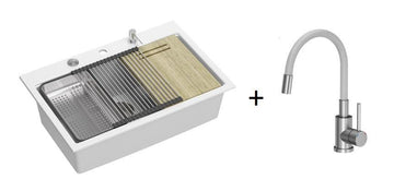 Kitchen sink workstation white granite, with accessories | Quadron Marc ...