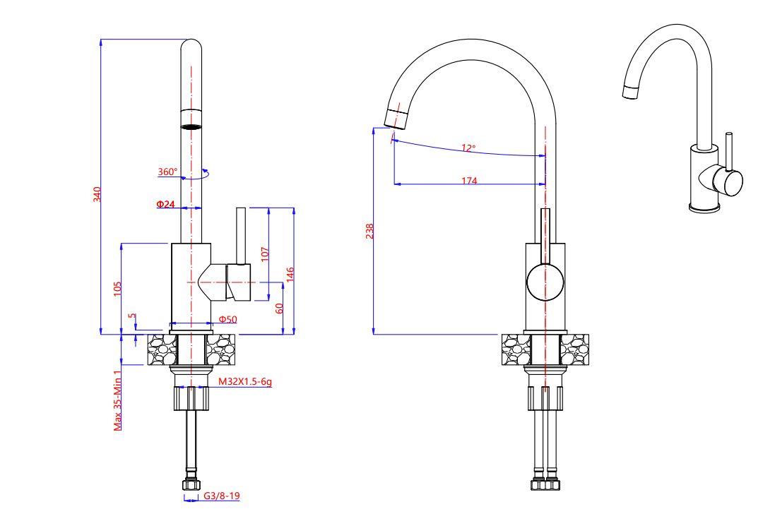 Kitchen tap, UK | Quadron Naomi Gold – Olif