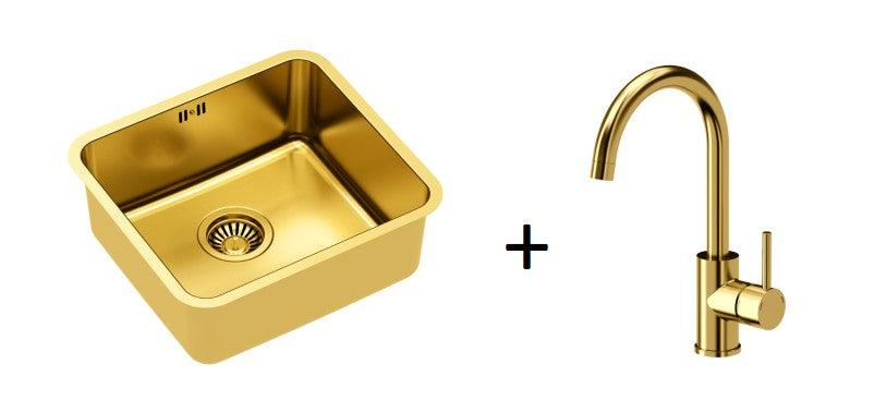 Brass Gold PVD kitchen sink, UK | Quadron Nicolas Gold – Olif
