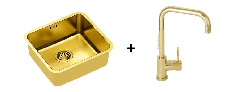 Brass Gold PVD kitchen sink, UK | Quadron Nicolas Gold – Olif
