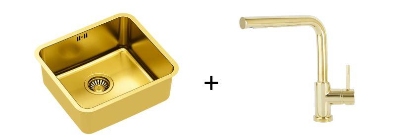 Brass Gold PVD kitchen sink, UK | Quadron Nicolas Gold – Olif