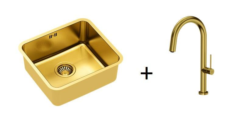Brass Gold PVD kitchen sink, UK | Quadron Nicolas Gold – Olif