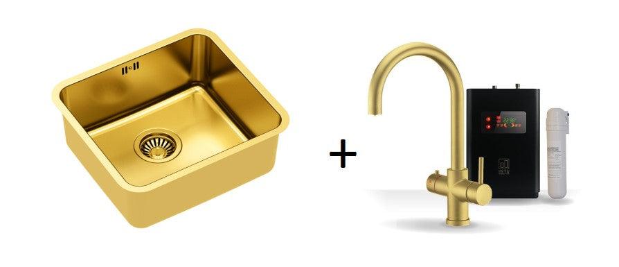 Brass Gold PVD kitchen sink, UK | Quadron Nicolas Gold – Olif