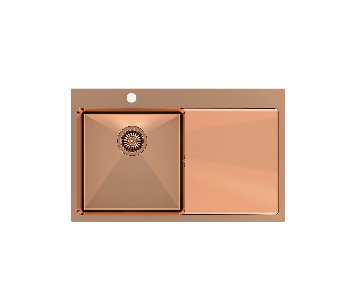 Copper kitchen sink with drainer, 780 mm UK | Quadron Russel 111 – Olif